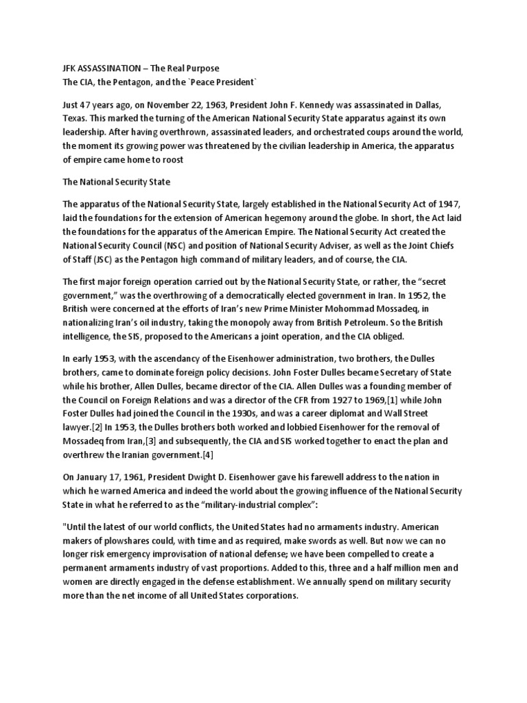 JFK Assassination and National Security State | PDF