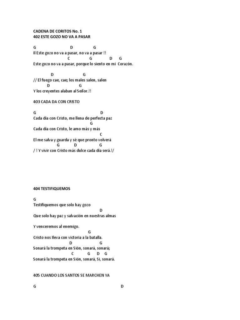 CADENA DE CORITOS No | PDF | Cristo (título) | Oración