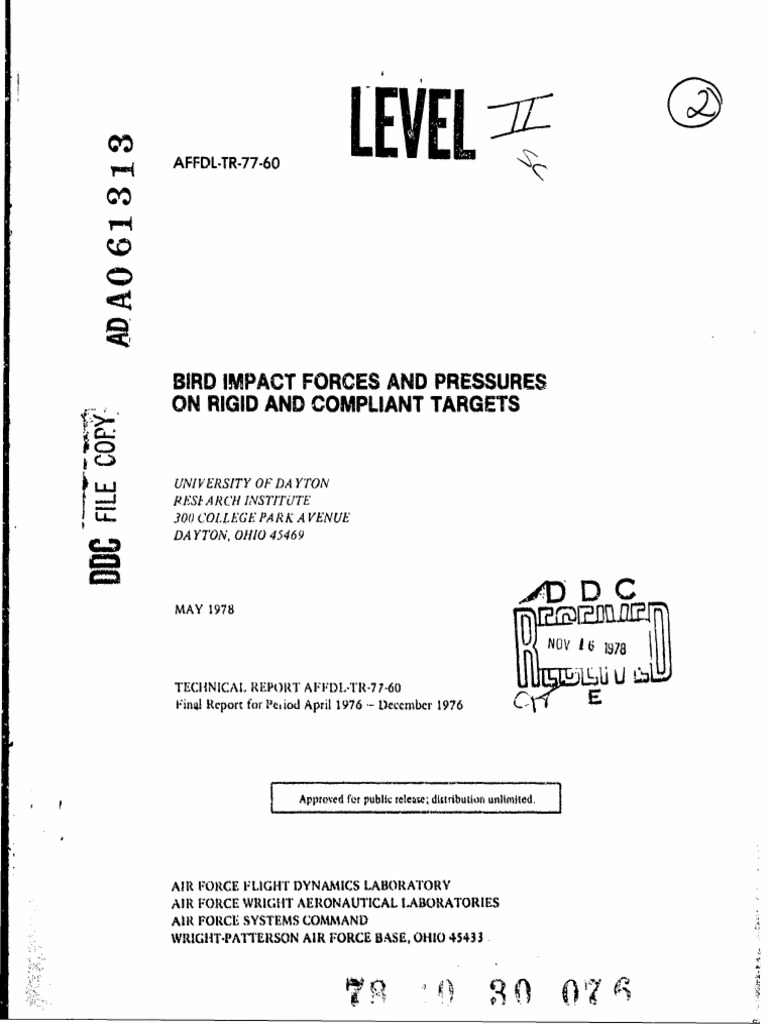 Bird Impact Forces and Pressures On Rigid and Compliant Targets | PDF ...
