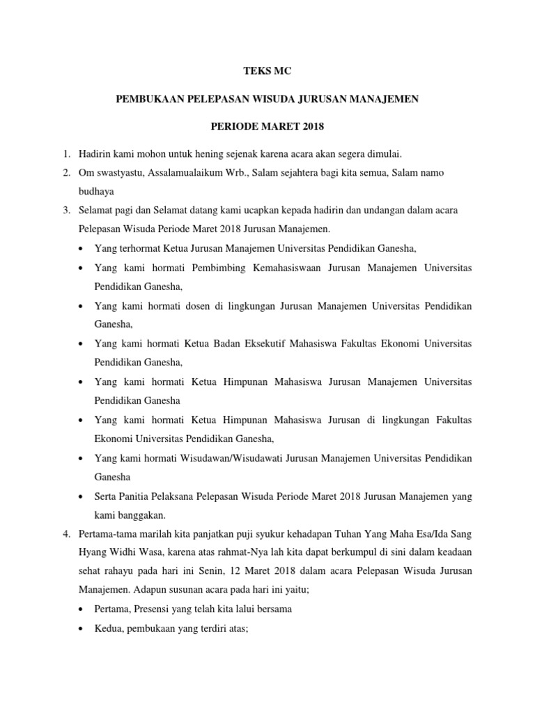 Teks MC Pembukaan | PDF