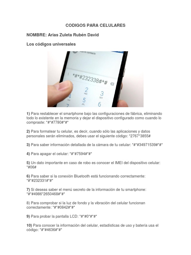 Codigos para Celulares | PDF | Teléfonos móviles | Smartphone