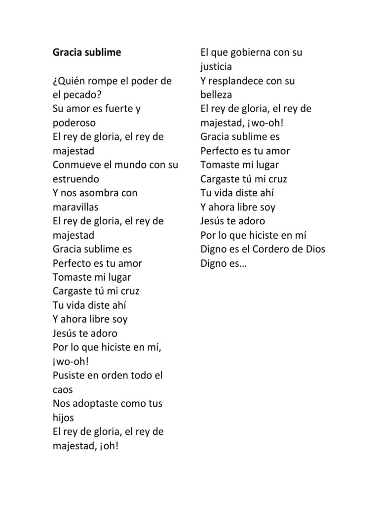 Gracia Sublime LETRA | PDF
