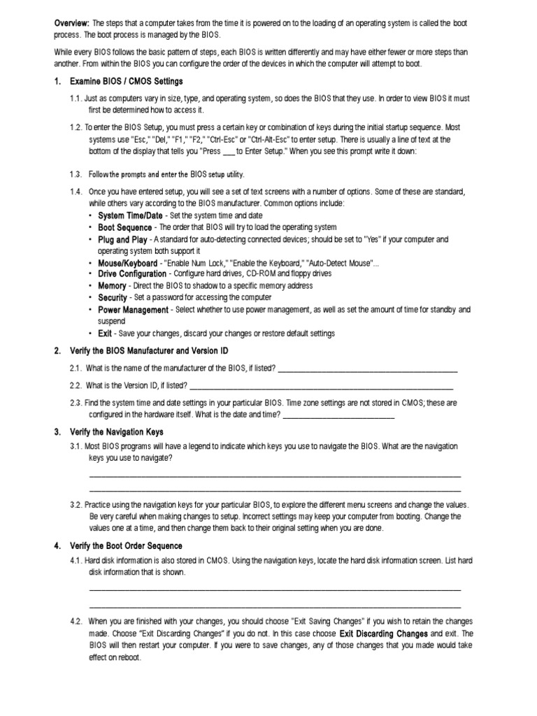 BIOS Configuration and Boot Process Guide | PDF | Bios | Booting