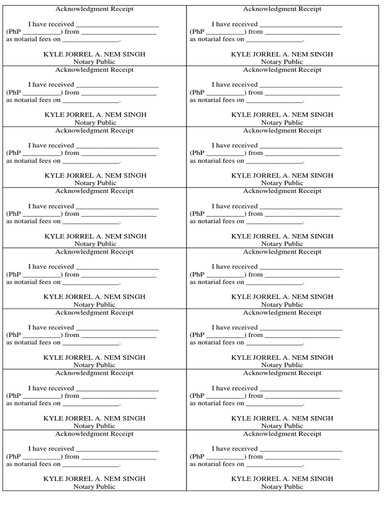 Acknowledgment Receipt - Notarial Fees | PDF | Practice Of Law | Civil ...