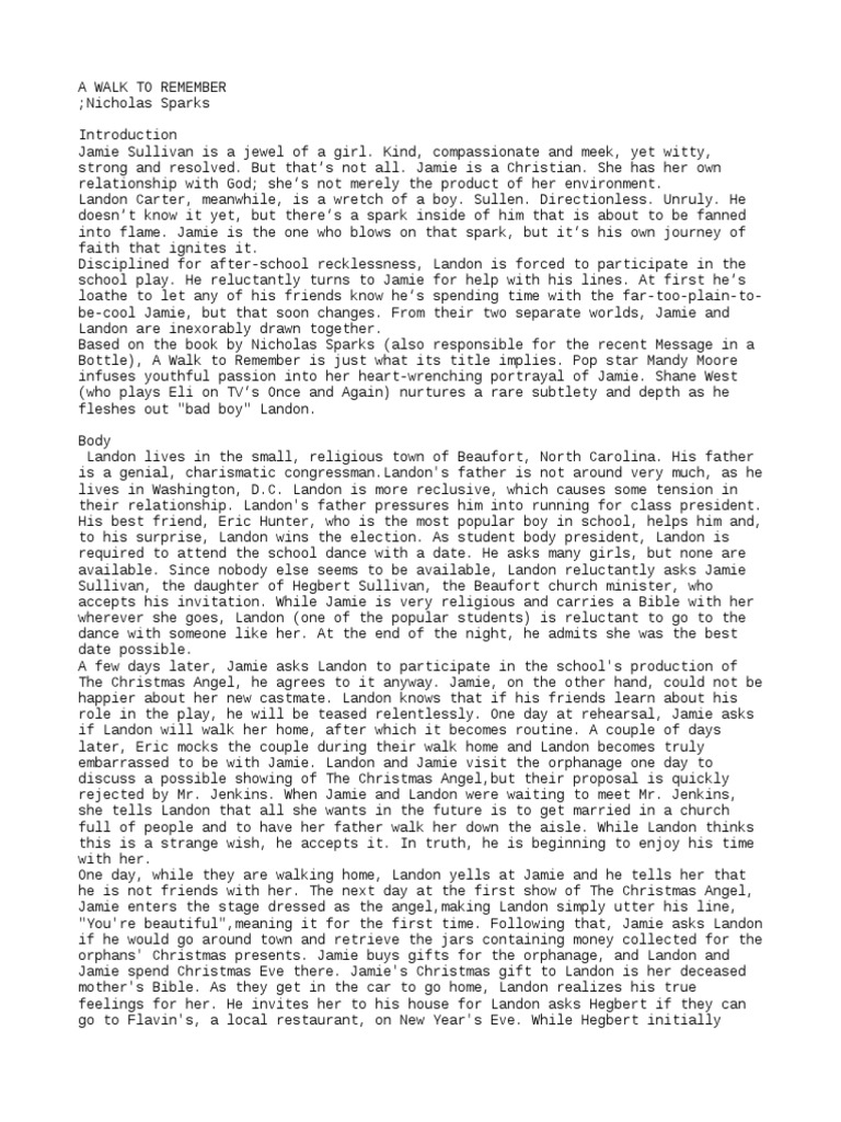 A Walk To Remember | PDF