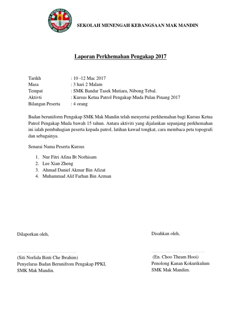 Laporan Perkhemahan Pengakap New | PDF