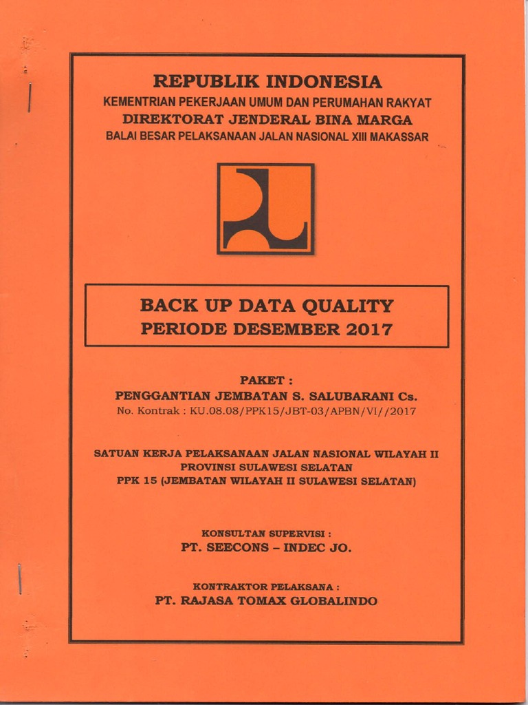 Back Up Data Quality Proyek | PDF