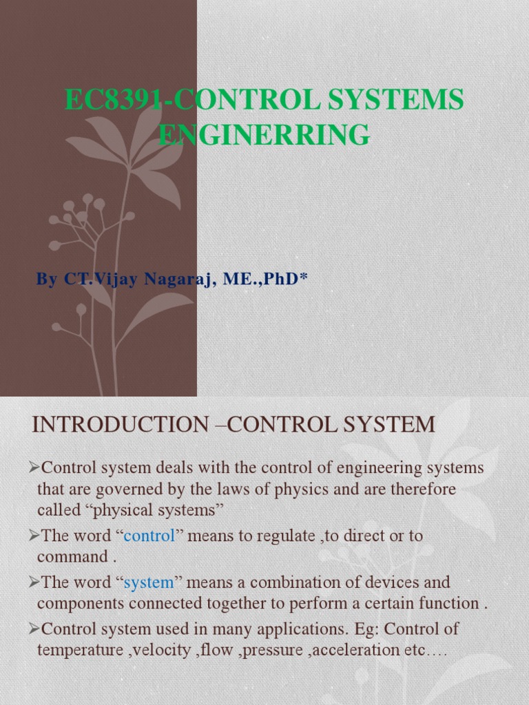 Unit 1 Control System | PDF | Electric Motor | Control Theory