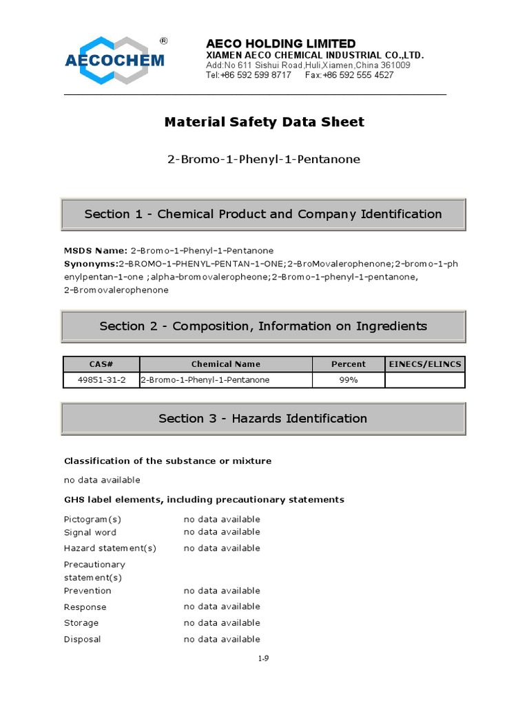 2-Bromo-1-Phenyl-1-Pentanone MSDS | PDF | Personal Protective Equipment ...