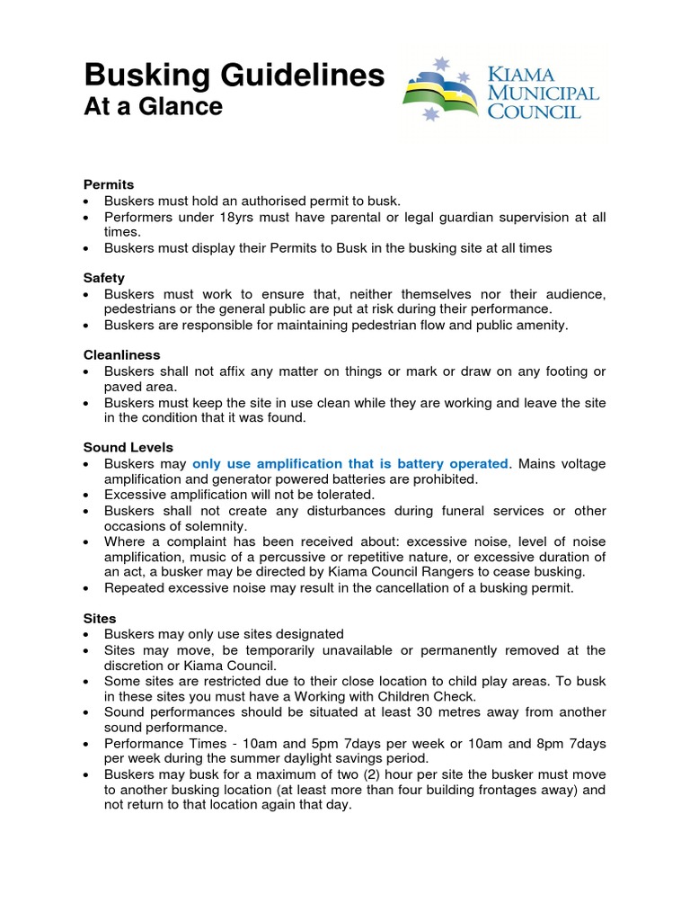 Busking Policy Guidelines at A Glance | PDF | Retail | Business