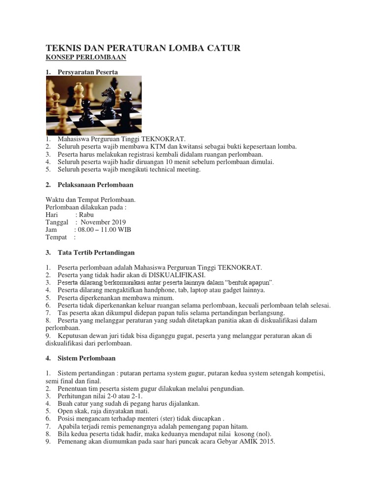 Teknis Dan Peraturan Lomba Catur | PDF