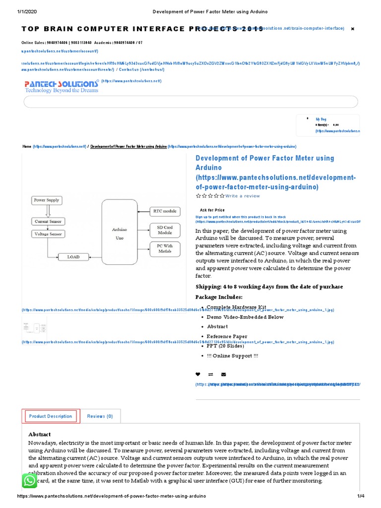 Development Of Power Factor Meter Using Arduino Pdf Electric Power Arduino