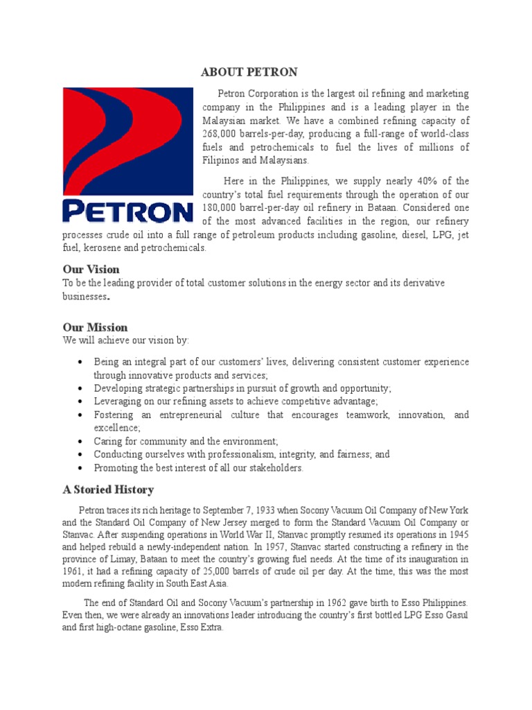 About Petron | PDF | Oil Refinery | Energy Industry