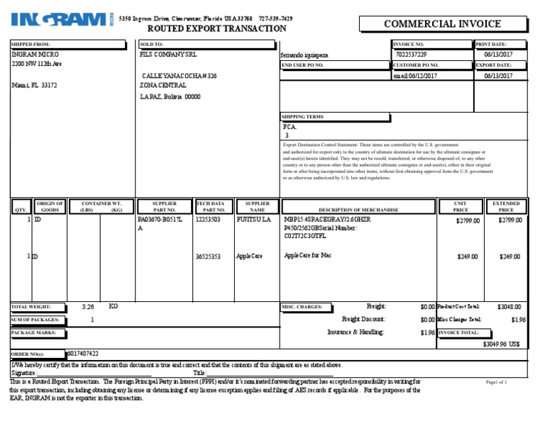 Ingram | PDF | Cargo | Invoice