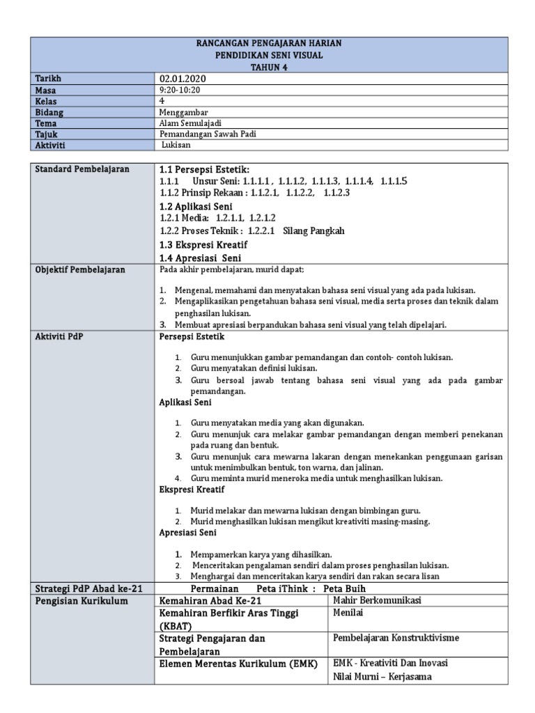 PSV Tahun 4 Minggu 1 2020 | PDF