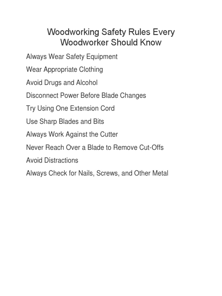 Woodworking Safety Rules Every Woodworker Should Know | PDF