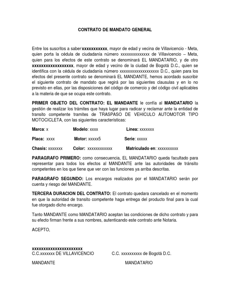 Contrato de Mandato General | PDF