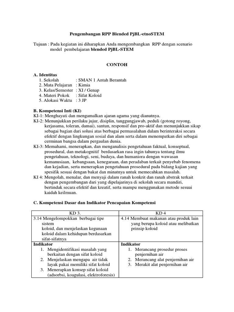 CONTOH RPP Blended PJBL STEM | PDF | Seni