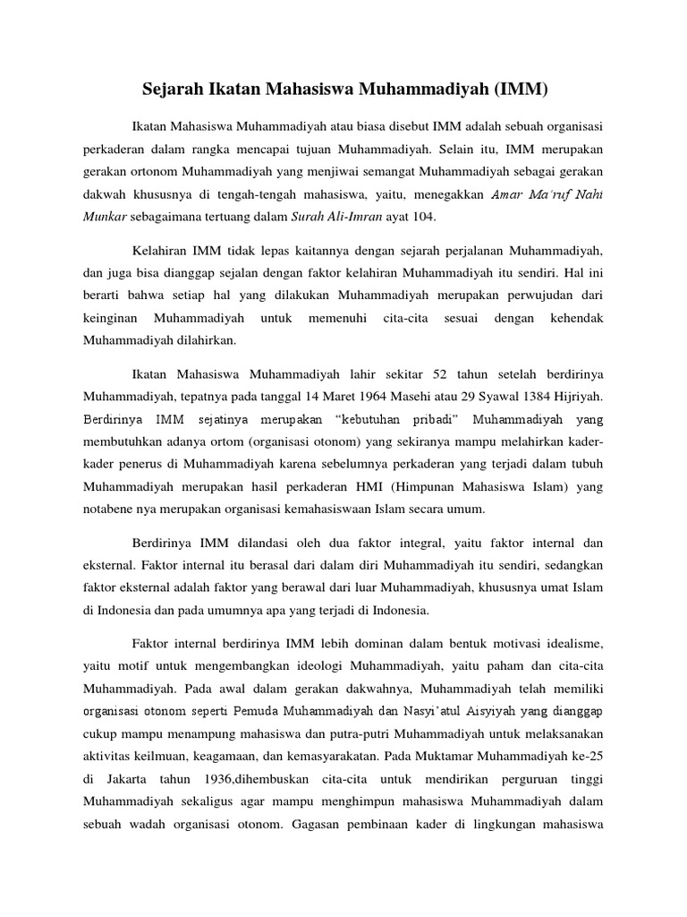 Essay Sejarah Imm | PDF