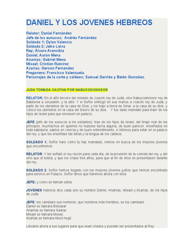 Historia de Daniel | PDF | Daniel (figura bíblica) | Nabucodonosor Ii