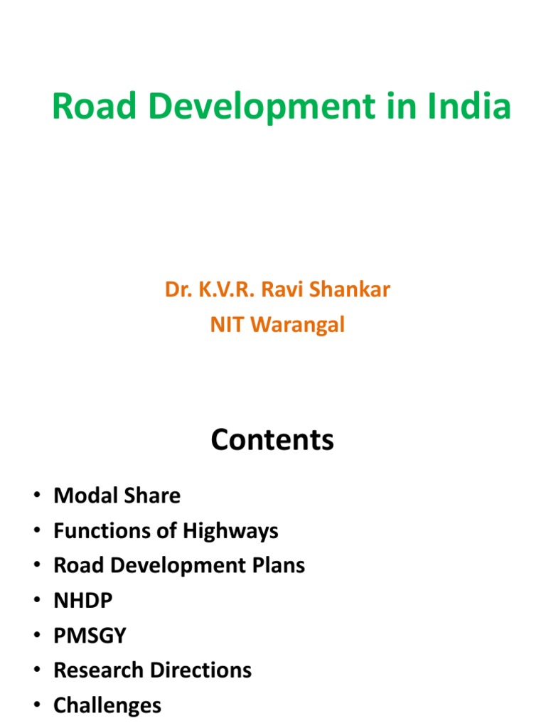 Road Development India KVRRS | PDF | Road Infrastructure | Land Transport