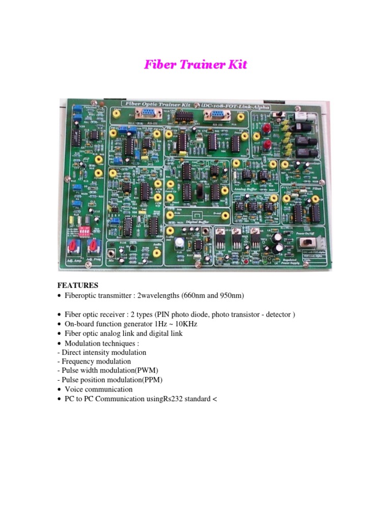 Fiber Optics Trainer Kit | PDF | Optical Fiber | Modulation