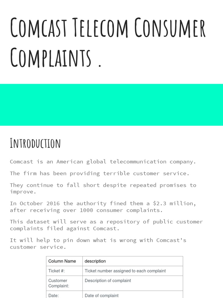 Comcast Intro and Details | PDF