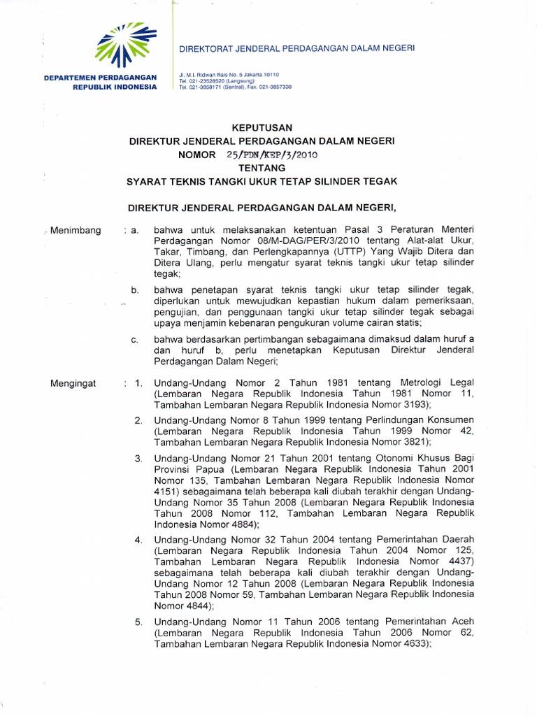 SK Dirjen PDN No1. 25 Tahun 2010 TTG TUTSIT Dan Lampiran PDF | PDF