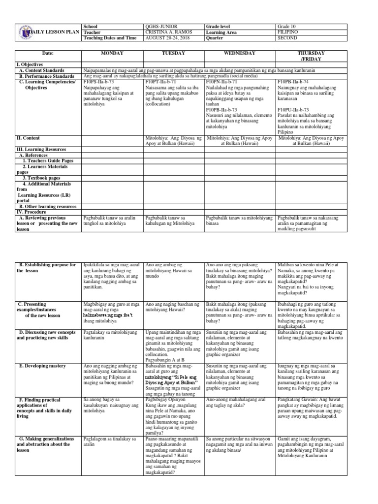 Daily Lesson Plan | PDF