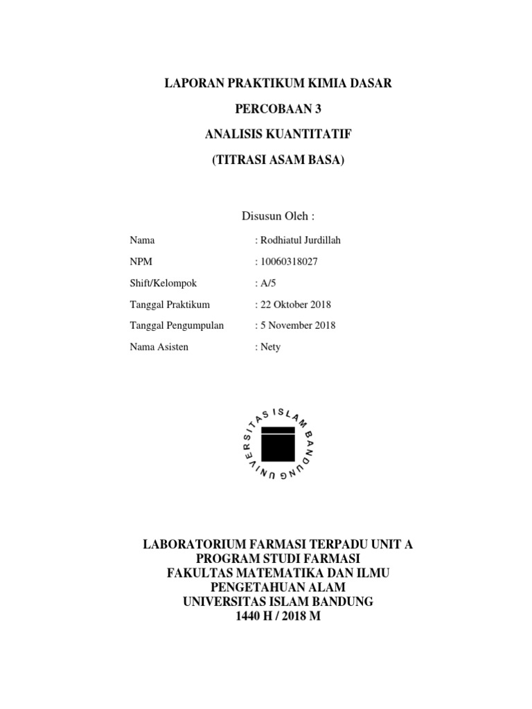 LAPORAN PRAKTIKUM Kimdas 3 Selesai | PDF
