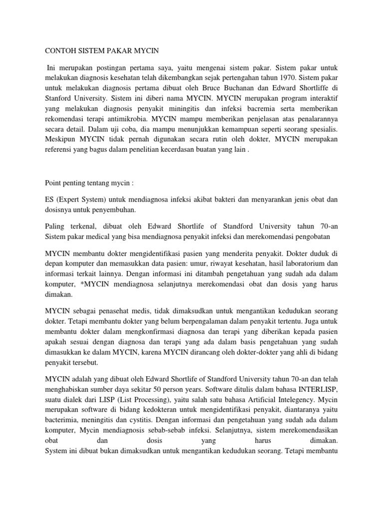 Contoh Sistem Pakar Mycin | PDF