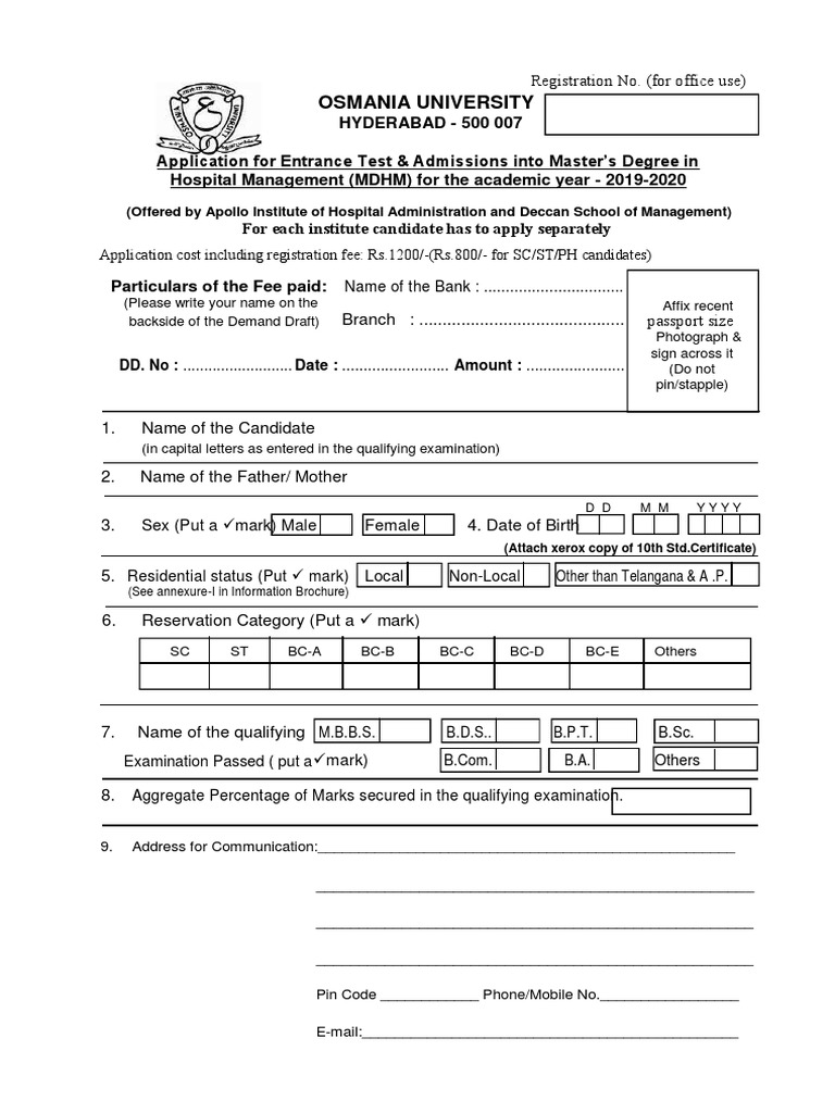 Application Form-2019 PDF | PDF | University And College Admission | Qualifications