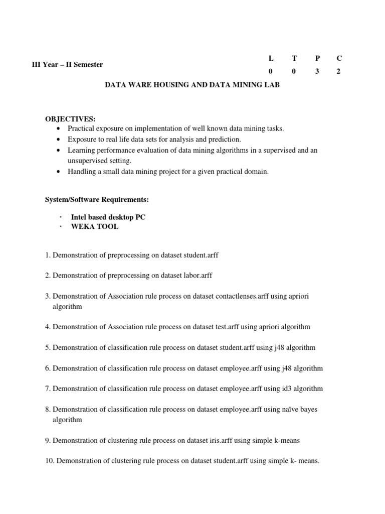 DWDM Lab Manual | PDF | Cluster Analysis | Statistical Classification DWDM Lab Manual | PDF | Cluster Analysis | Statistical Classification