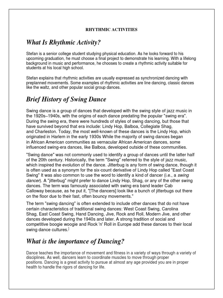 Rhythmic Activities | PDF | Dances | Social Dance