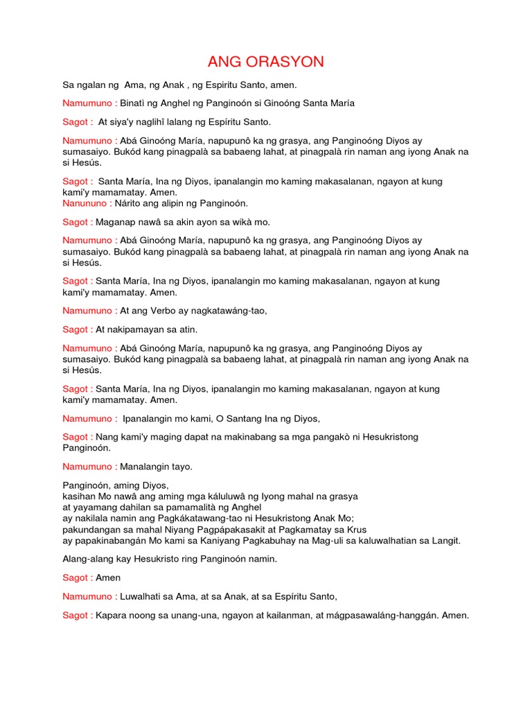Ang Orasyon | PDF