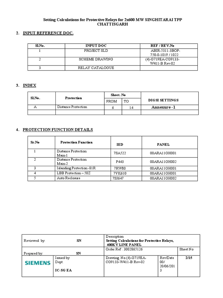 400kV Line Relay Setting | PDF | Power (Physics) | Electrical Engineering