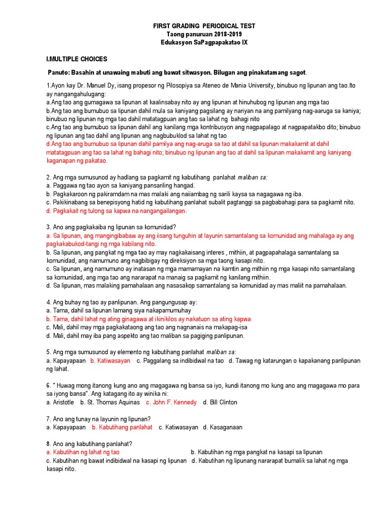 2nd Quarter Exam Esp 9 | PDF