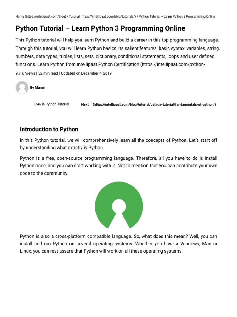 Python Tutorial For Beginners - Learn Python Programming - Intellipaat | PDF | Control Flow ...