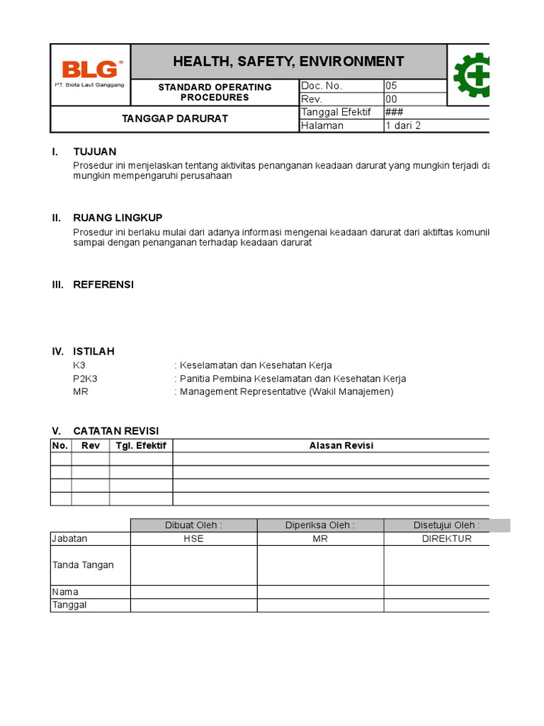 SOP.P2K3.05 Tanggap Darurat | PDF