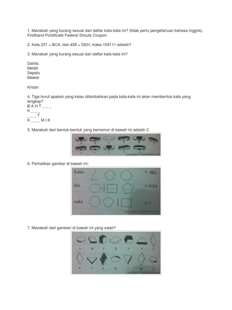 Soal Test Iq | PDF