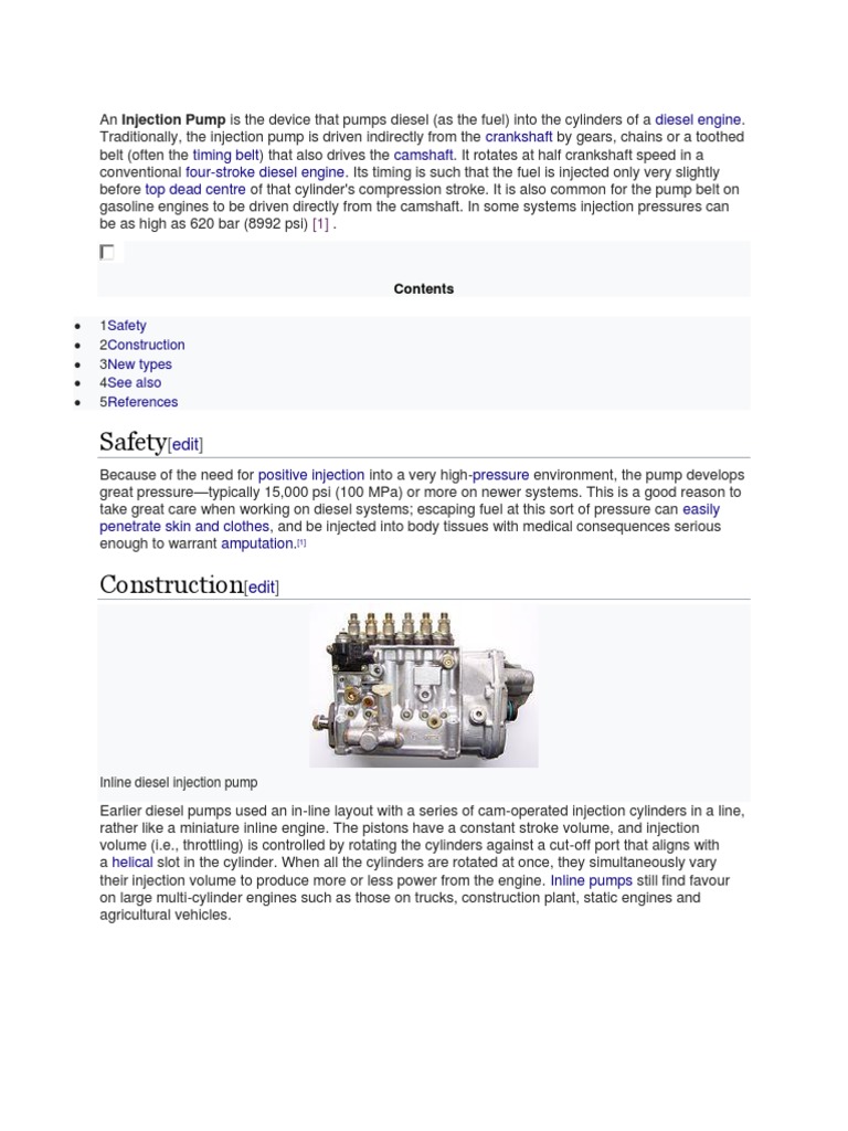 Injection Pump History Basic | PDF | Internal Combustion Engine ...