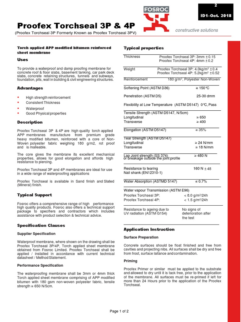 Proofex Torchseal 3P and 4P PDF | PDF | Concrete | Building Engineering