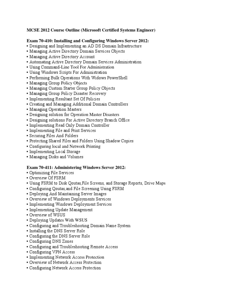 MCSE 2012 Course: Windows Server Exams | PDF | Active Directory | Group ...