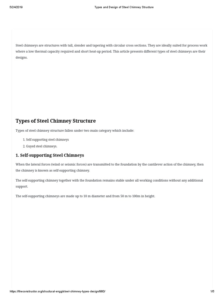 Steel Chimney Types and Design Guide | PDF | Bending | Structural Steel