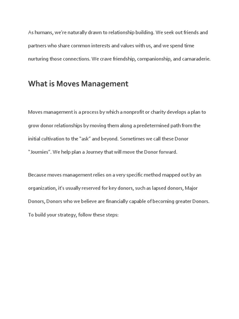 Donor Moves Management Strategy | PDF | Fundraising | Friendship