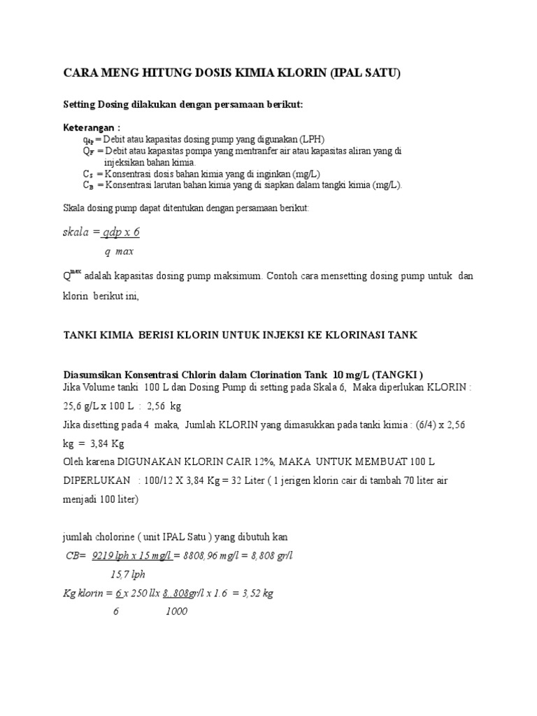 CARA MENGHITUNG KLORIN - Odt | PDF