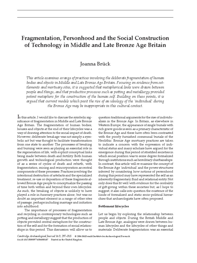 Bruck, J - Fragmentation, Person Hood and The Social Construction of ...
