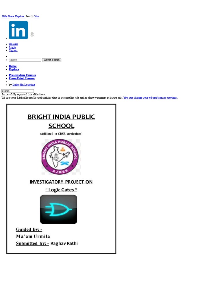 Physics Investigatory Project Class 12 Logic Gates | PDF | Logic Gate ...