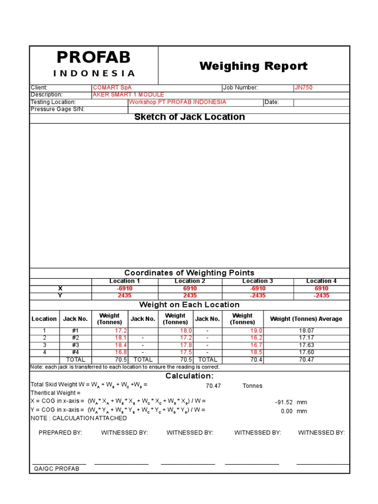 Weighing Report for AKER SMART 1 | PDF | Technology & Engineering