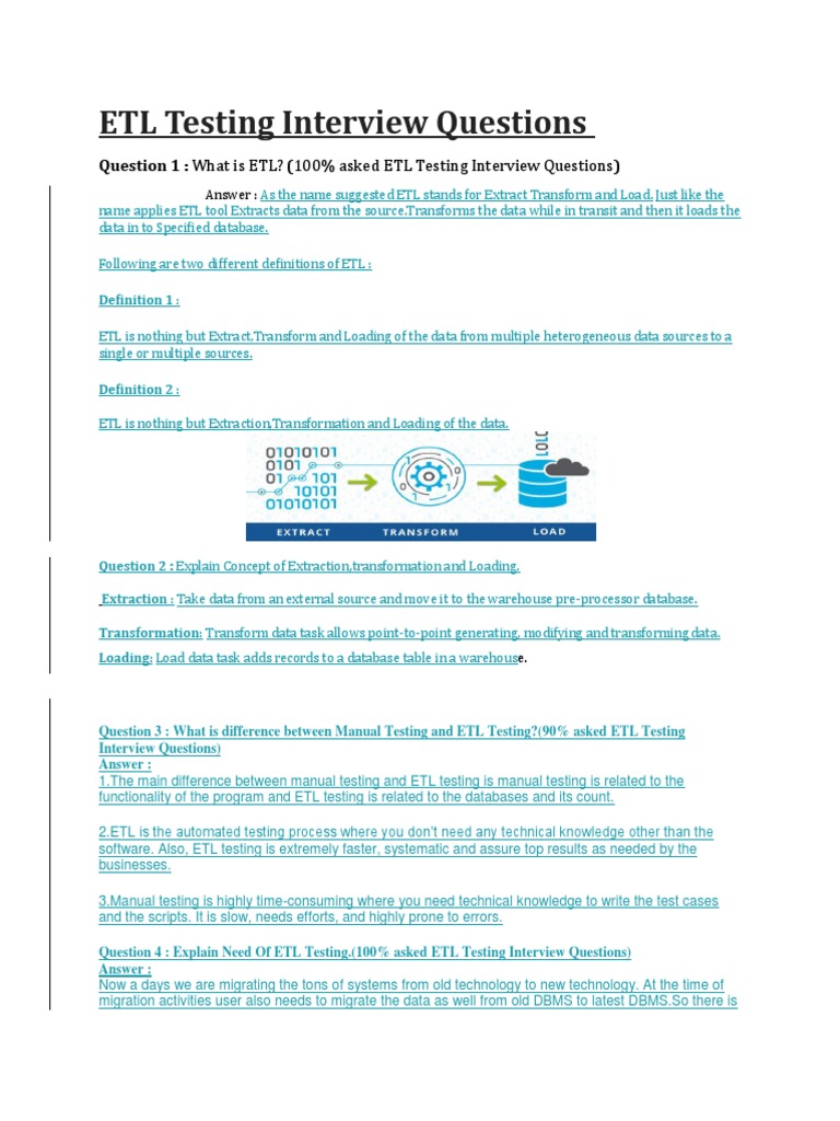 ETL Testing Questions | PDF | Data Warehouse | Business Intelligence